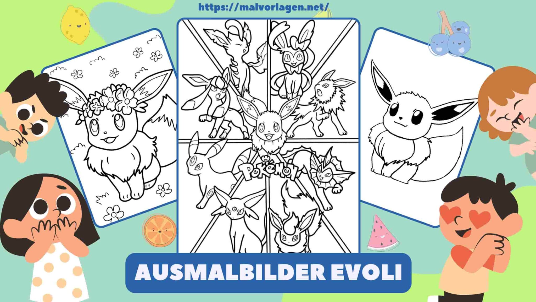 Ausmalbilder Evoli mit niedlichen Pokémon-Motiven zum Ausdrucken ...